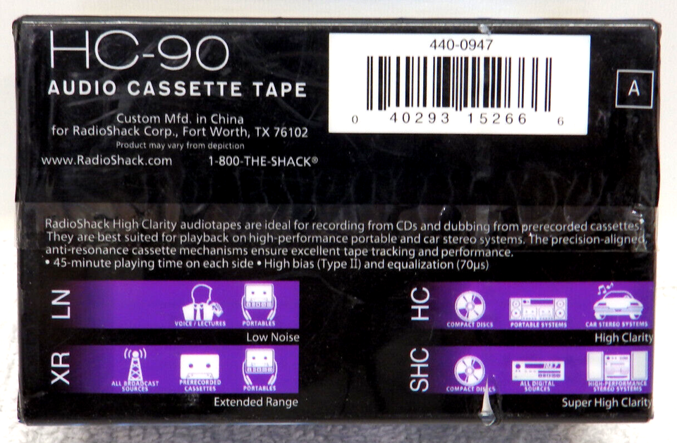 Radio Shack HC-90 High Clarity Audio Cassette Tape 90 Min 3 Pack Type ...