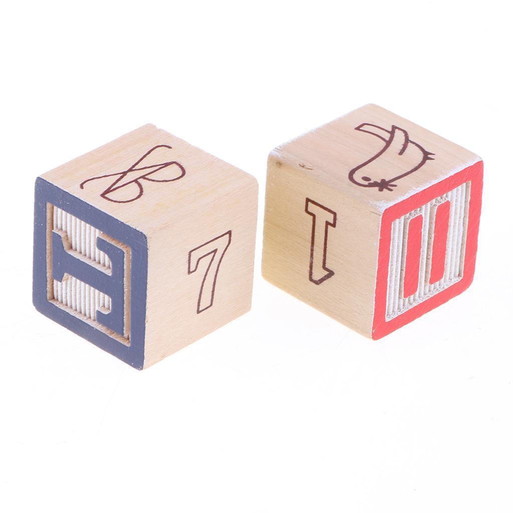 50pcs Wooden Cartoon A~Z Alphabet Numbers Printed Cubes Blocks ...