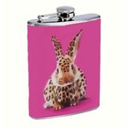 Pink Leopard Print Bunny Flask 8oz Stainless Steel Hip Drinking Whiskey ...