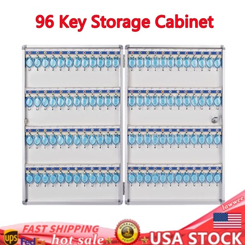96 Key Wall Mount Storage Cabinet Lock Box Safe Car Dealership Holder ...