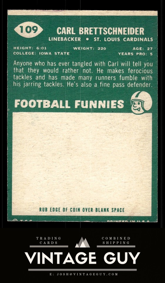 1960 Topps #109 Carl Brettschneider Vintage St. Louis Cardinals ...