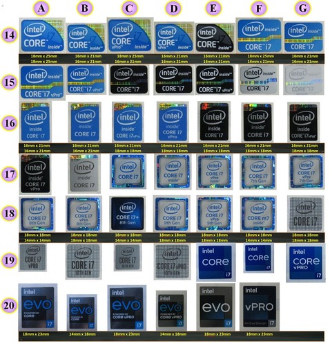 Laptop PC Sticker - Core i7 Sticker Core i7 vPro Sticker i7 EVO ...