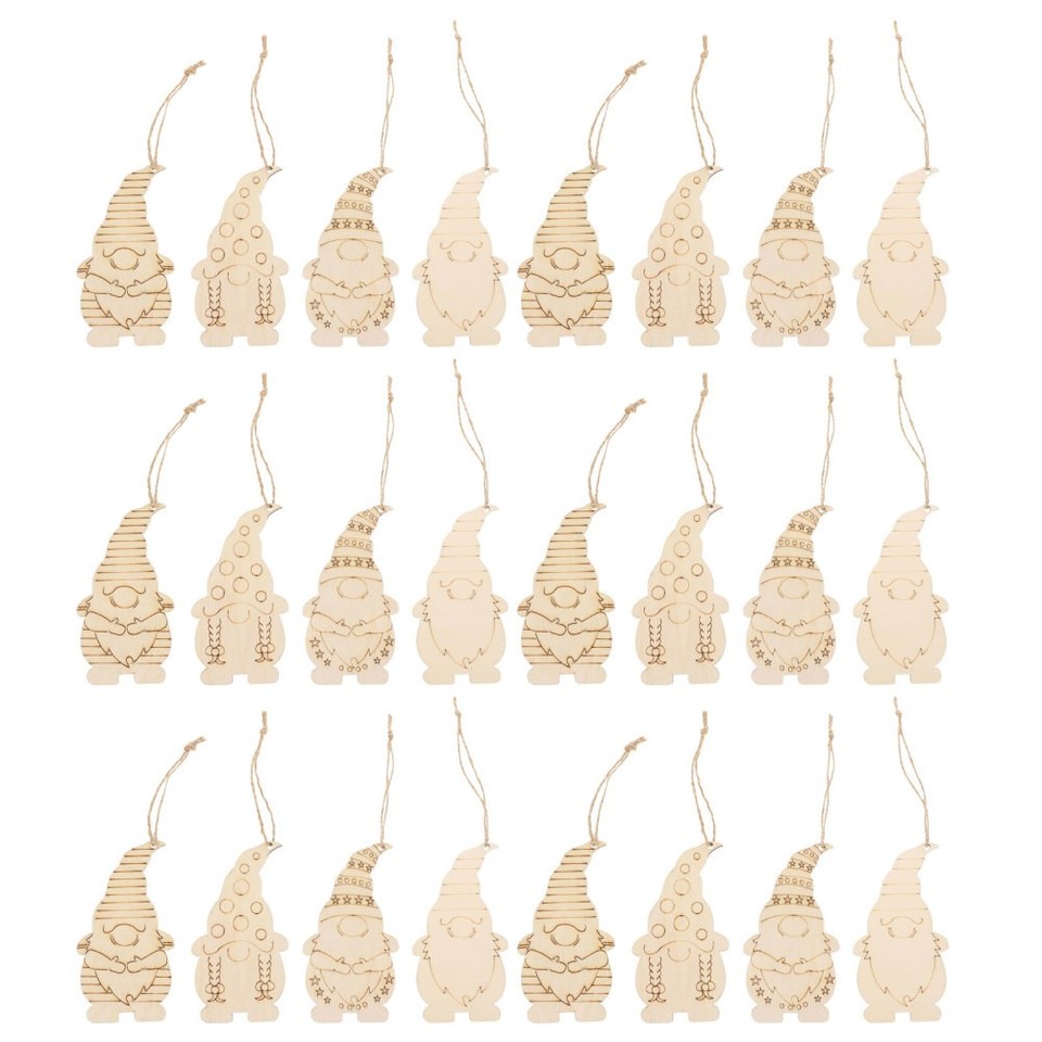 40 Pcs Blank Decorations DIY Crafts Gnome Unfinished Wood Cut Outs ...