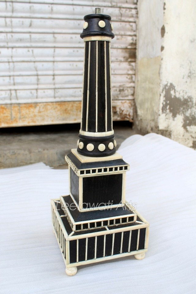Indian Luxury Wooden Bone Inlay Black Color Light Lamp | eBay