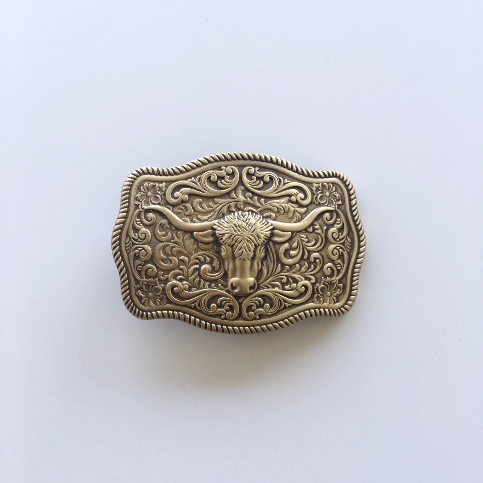 Western Wildlife Rodeo Longhorn Bull Cowboy Cowgirl Solid Brass Belt ...