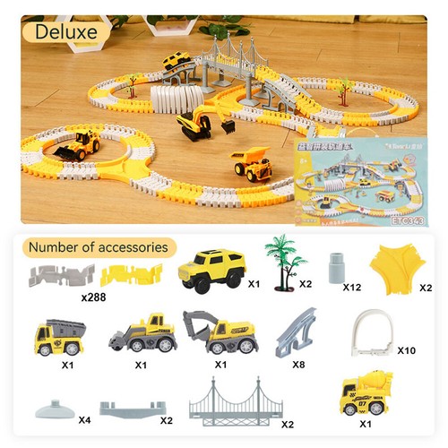 Assembled Race Rail Track Interactive Construction Car Toy Kit for Kids ...