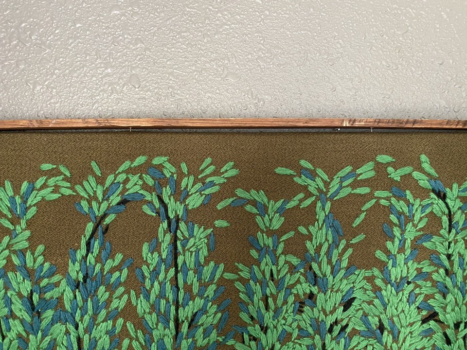 Vintage Mid Centery Modern Paragon Green Trees Crewel Embroidery Wall ...