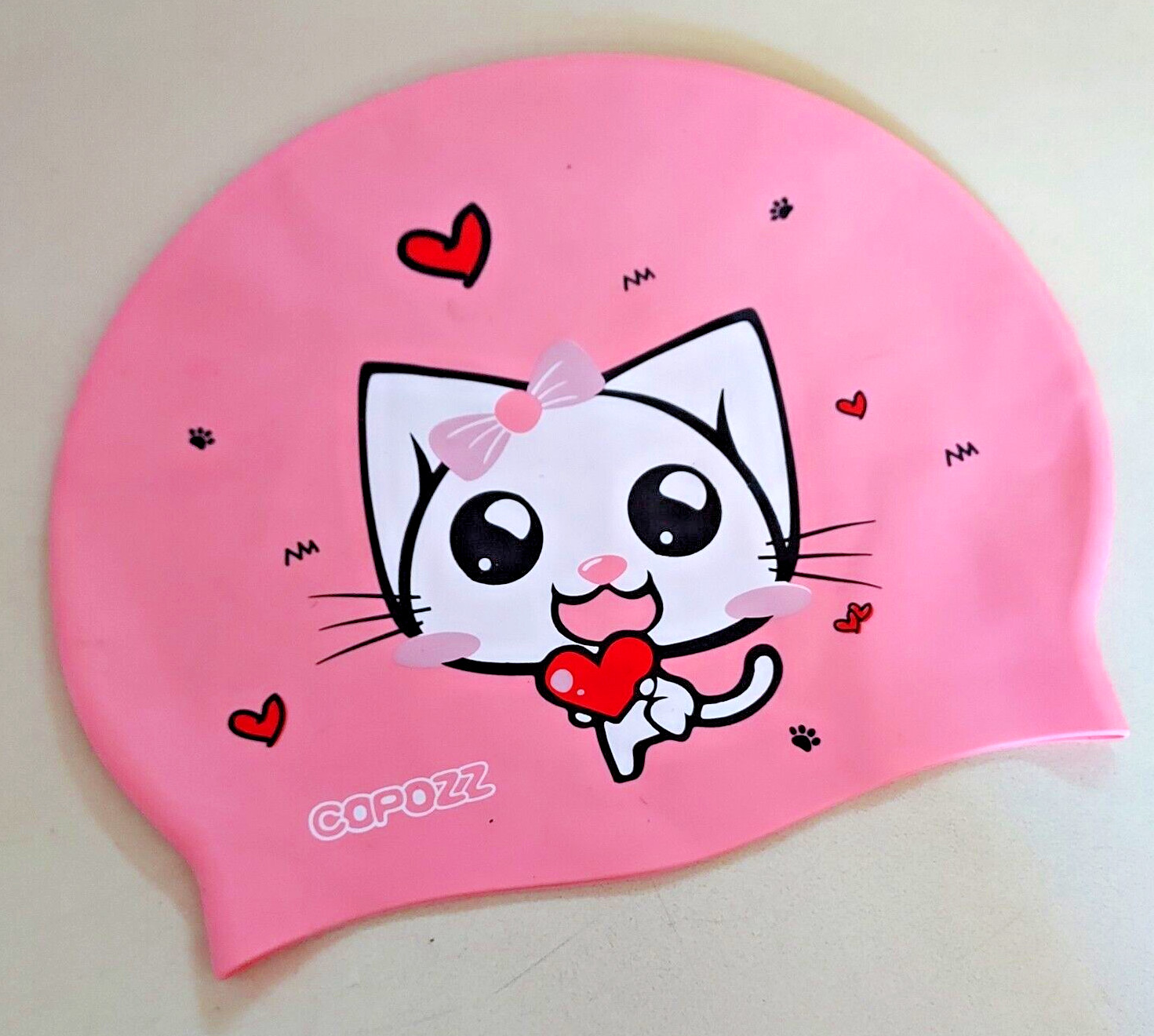 Rare CAT Swimming Cap / Hat Adorable Pink Hearts C… - Gem