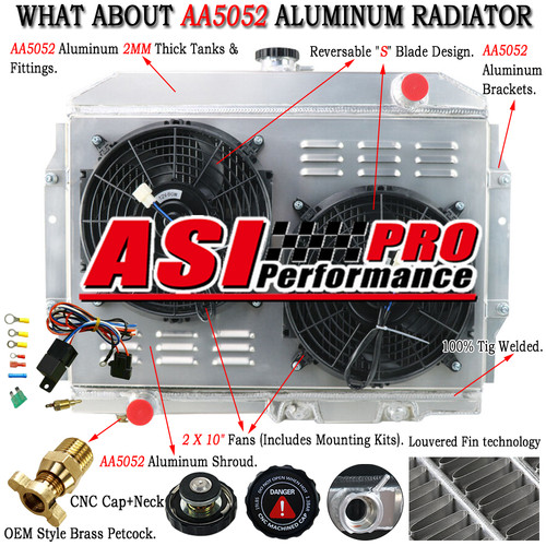 For 1958-1974 AMC AMX Javelin Marlin SST V8 Aluminum 4-Row Radiator Fan ...