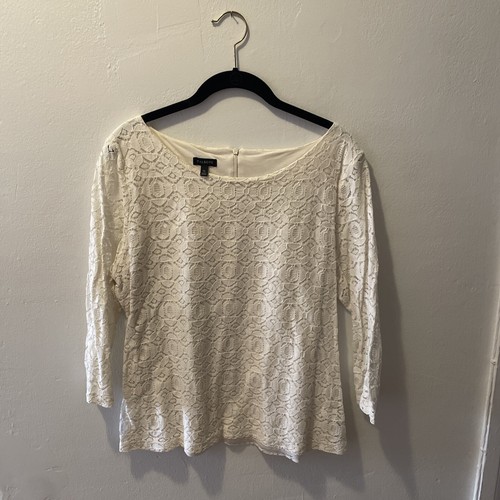 Talbots XL Ivory Cream Floral Lace Dressy Formal Long Sleeve Elegant ...