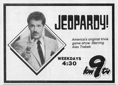 1987 KWTV OKLAHOMA TV AD ~ ALEX TREBEK HOST LATE NIGHT JEOPARDY GAME ...
