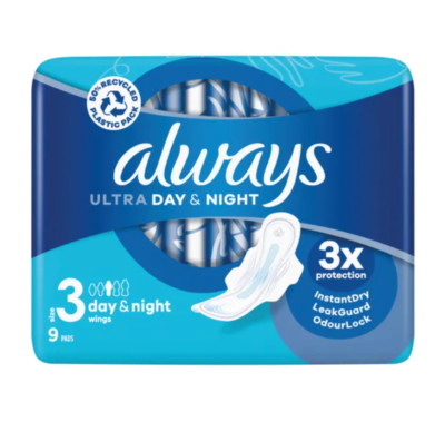 16 Packs of 9 Pads Always Ultra Day And Night Sanitary Pads Size 3 ...