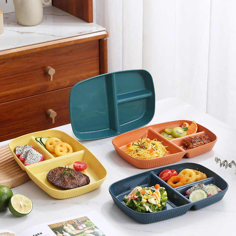 Divided Dish Reusable Dinner Plate Kitchen Dinnerware Portion Plates ...