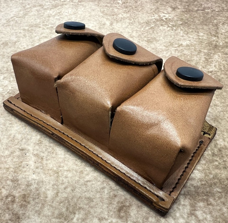 Brown or Black Leather Triple Speedloader Pouch for Belts - CHOOSE | eBay