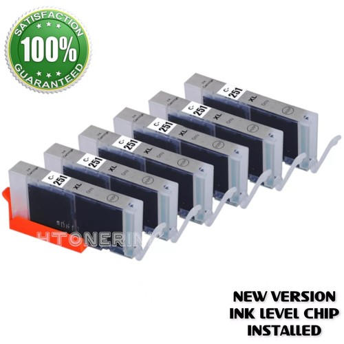 6 Pack CLI-251XL Gray Ink Cartridge For Canon Pixma MG6320 IP8720 ...