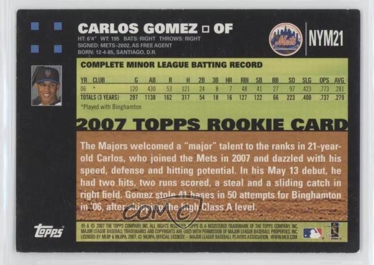 2007 Topps New York Mets Gift Set Carlos Gomez #NYM21 Rookie RC | eBay