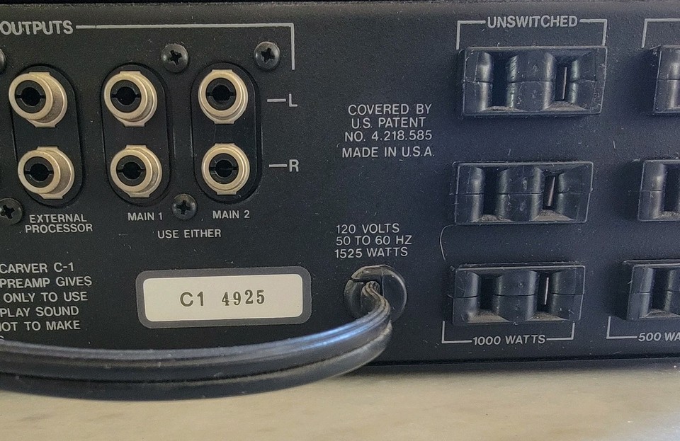 Carver Model C-1 Sonic Holography Preamplifier High Fidelity Control ...