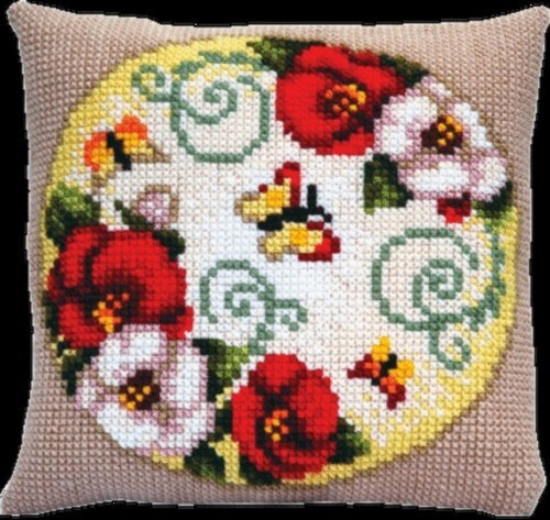 Diy Needlepoint Cross Stitch "Poppy wreath". Embroidery Kit Unprinted ...