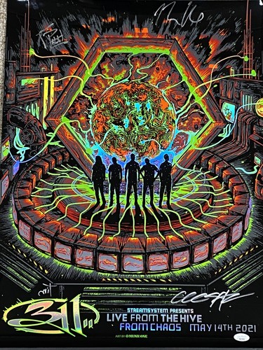 311 BAND SIGNED AUTOGRAPHED FROM CHAOS FOIL CHROME LITHOGRAPH JSA COA ...