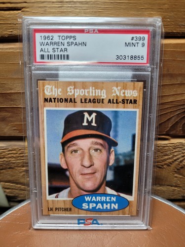 1962 Topps #399 WARREN SPAHN ALL-STAR PSA 9 MINT NONE HIGHER! | eBay