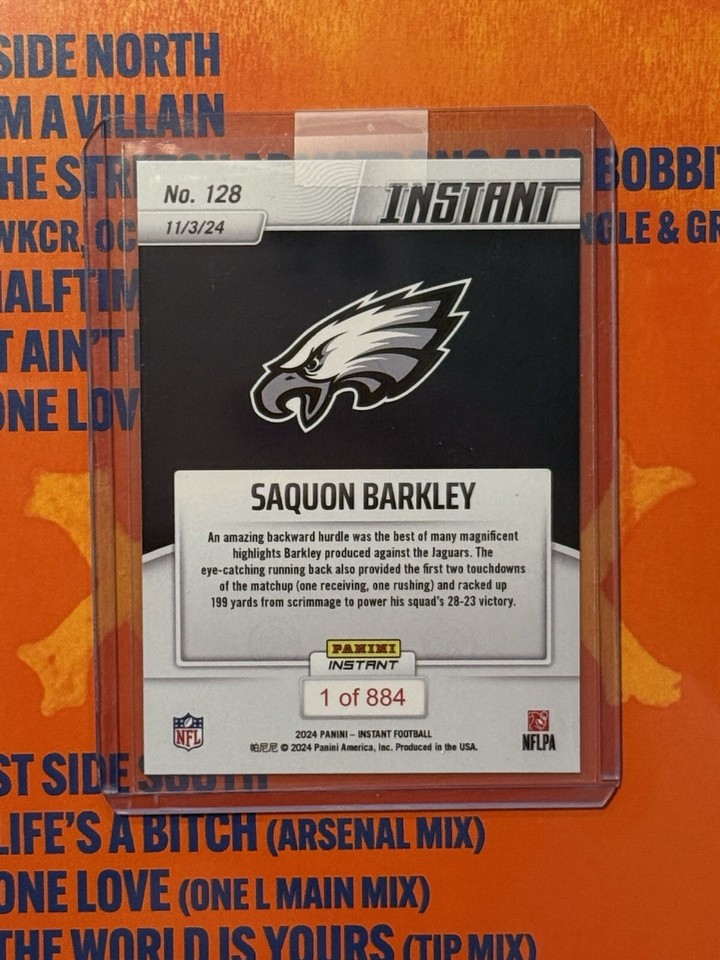 2024 Panini Instant #128 Saquon Barkley Reverse Hurdle Football Card ...