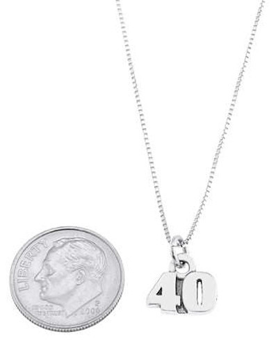 Sterling Silver Small Number 40 Forty Charm with Box Chain Necklace | eBay