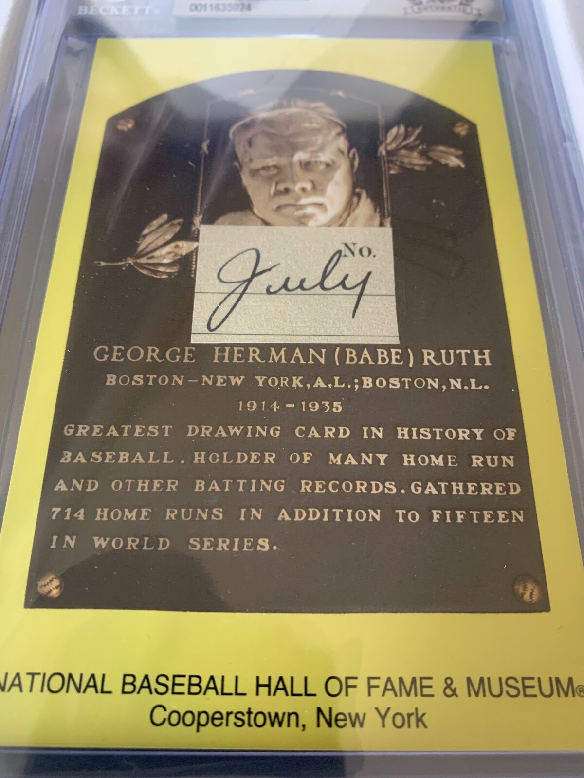 Babe Ruth Handwritten Relic from Babe Ruth's Personal Collection BGS ...