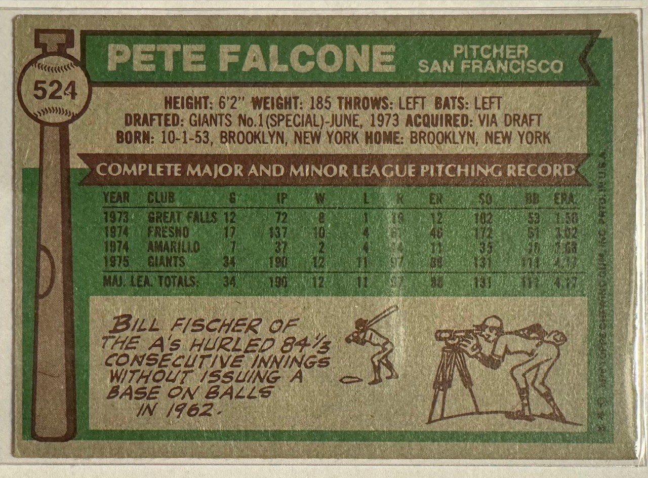 1976 Topps - #524 Pete Falcone (RC) for sale online | eBay