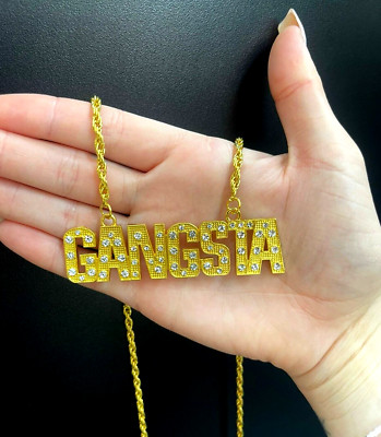 Gangsta Gold Bling Necklace Unisex Fancy Dress Prop Costume Funny Pimp ...