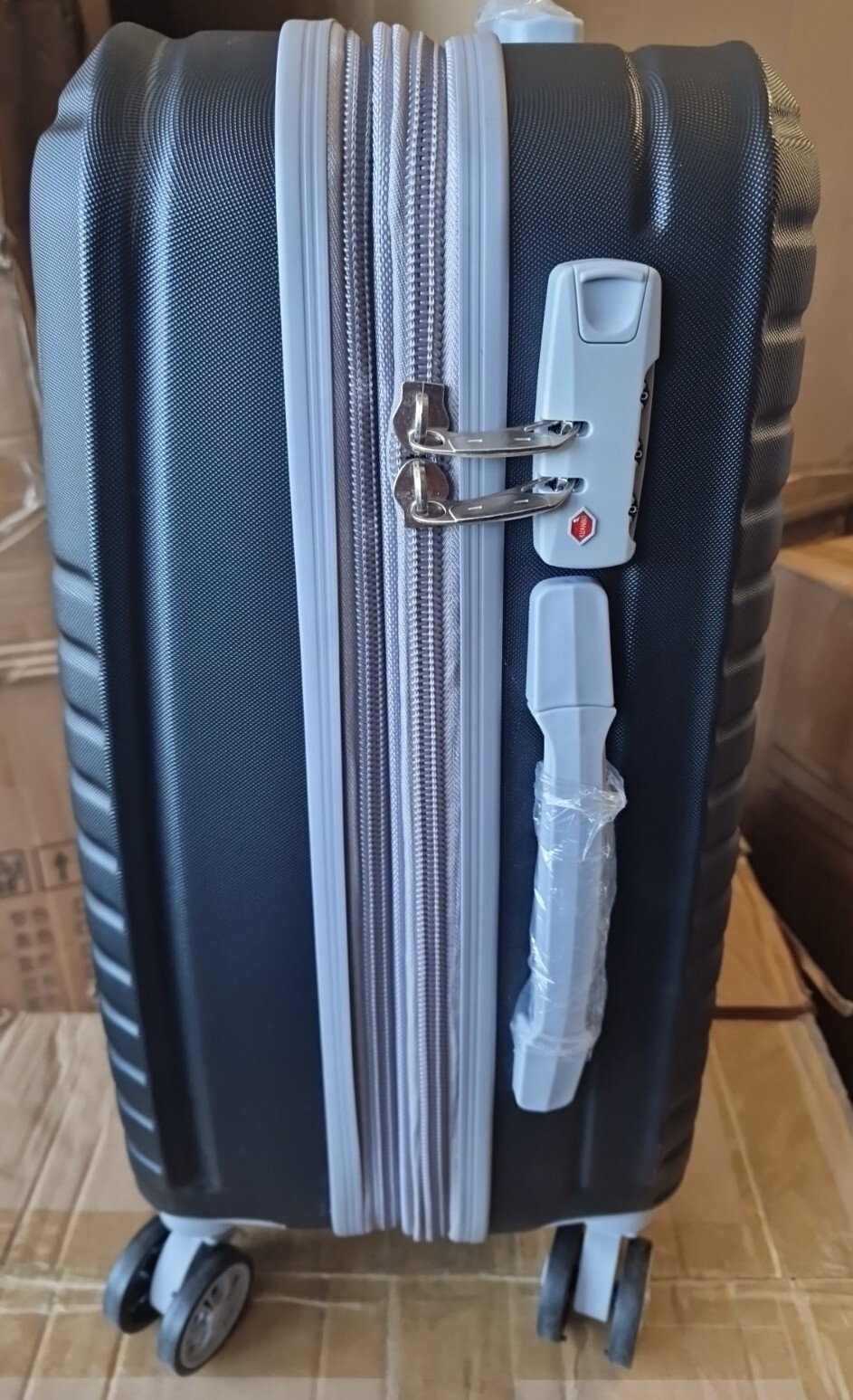 TR Hard Case PC+ABS Expandable Lightweight Cabin Suitcase 8 Wheel Black ...