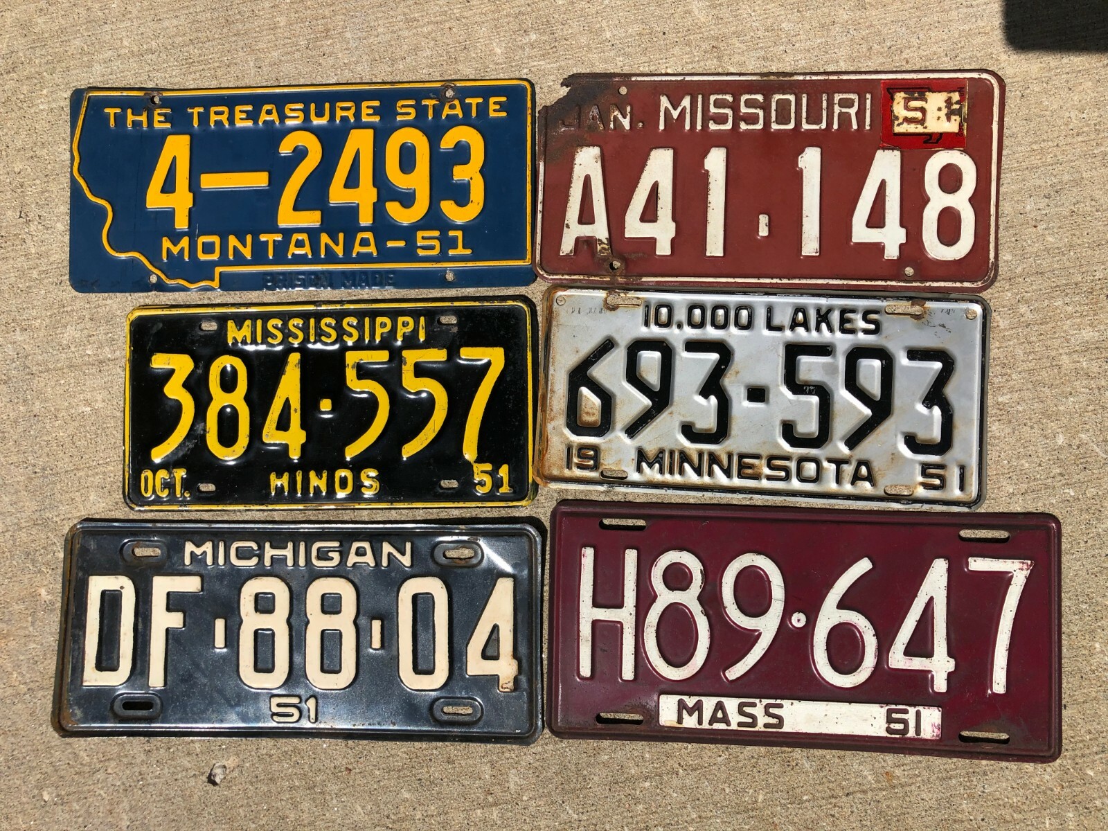 1951 Complete Set ALL 50 US States LICENSE Plates Plate Chevy Ford GMC ...