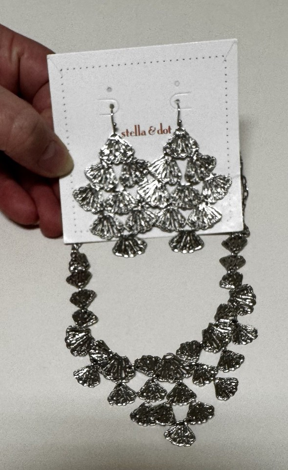 Stella & Dot Silver Necklace and Earrings | eBay