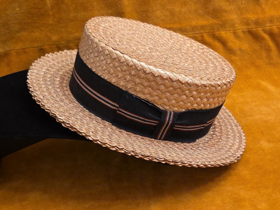 Buckingham Princeton Straw Boater Hat Size 7 1/4 Vintage 1950-1960s | eBay