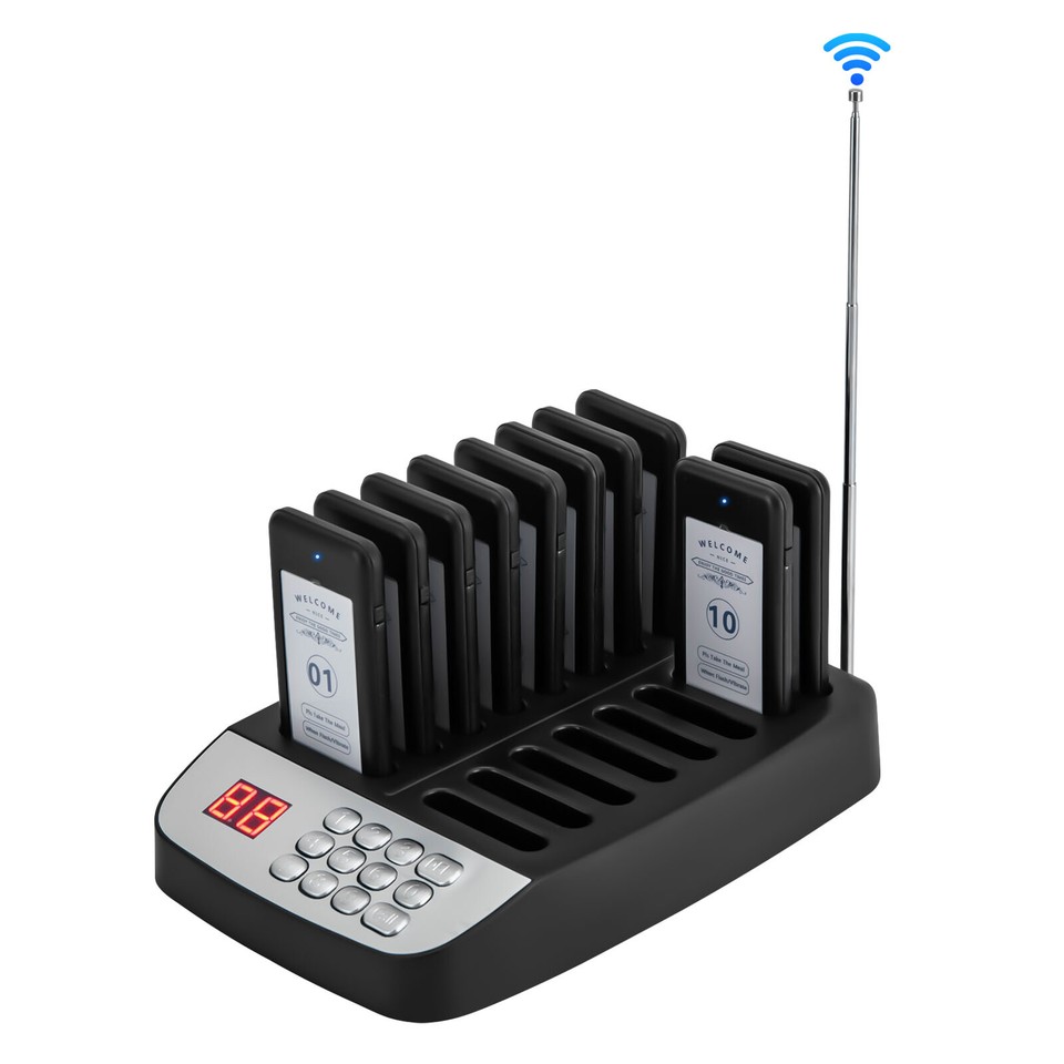 Wireless Restaurant Pager Guest Paging System 10 Beepers Queuing ...