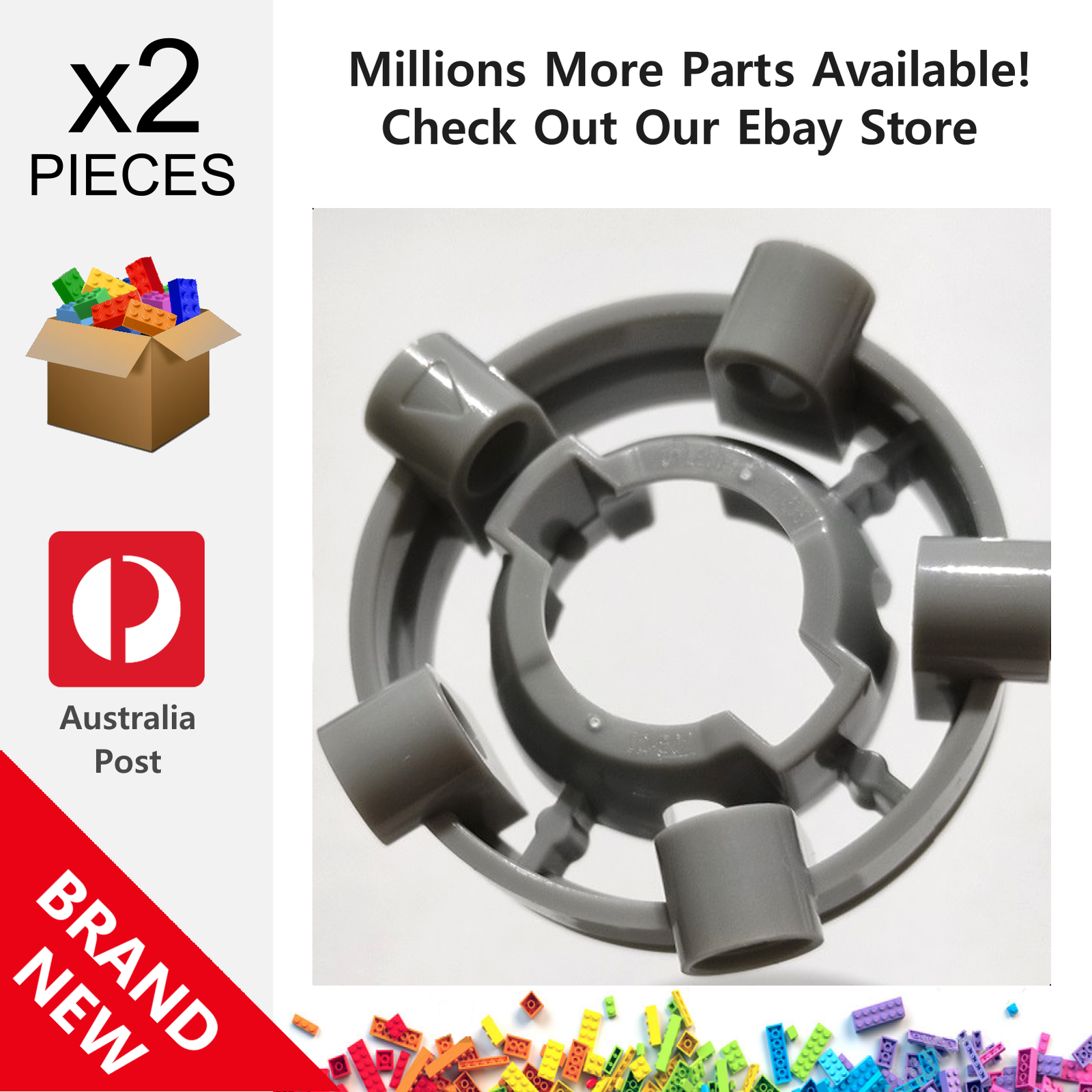 2x Genuine LEGO™ Light Grey Technic Turntable / Swashplate 5 x 5 Top ...