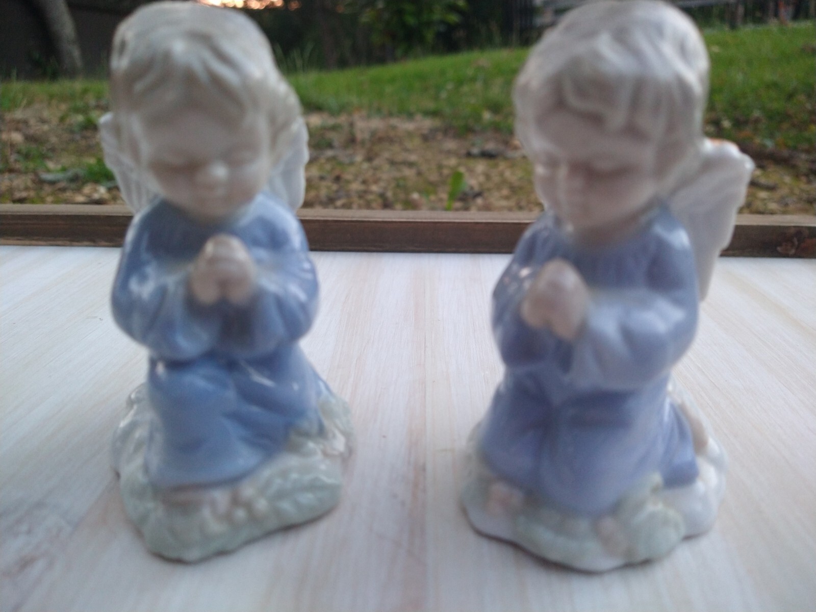 CLEARANCE!! VTG Porcelain Boy Girl Angels Candleholders Blue White 4 ...