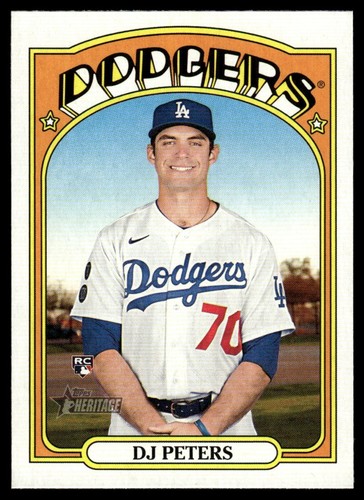 2021 TOPPS HERITAGE BASEBALL CARD DJ PETERS #532 RC LOS ANGELES DODGERS ...