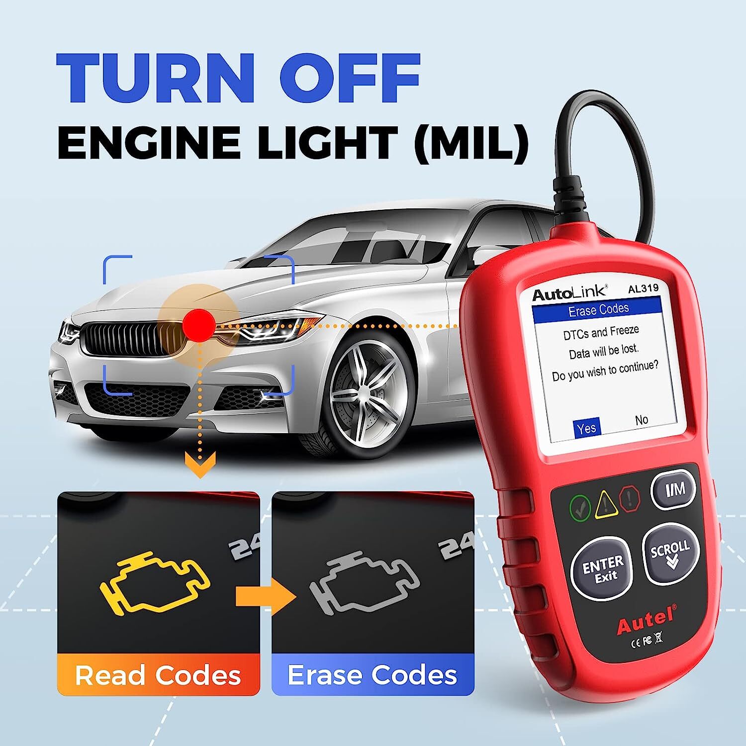 Autel AL319 Voiture OBD2 Diagnostic Scanner Auto lecteur Code Outil de ...