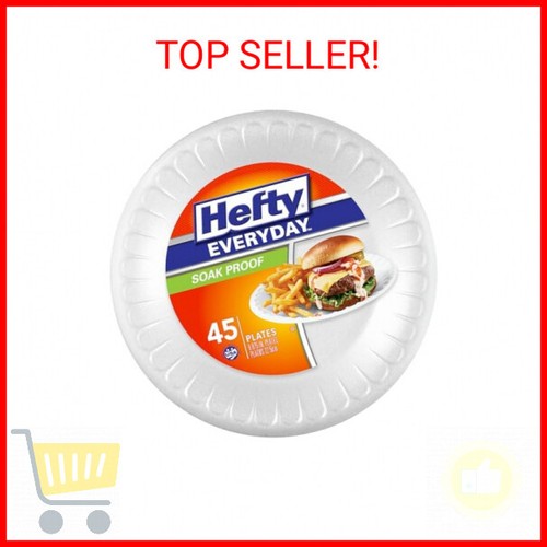 Hefty Everyday 9 Inch Foam Plates, White, 45 Count (Pack of 1) | eBay