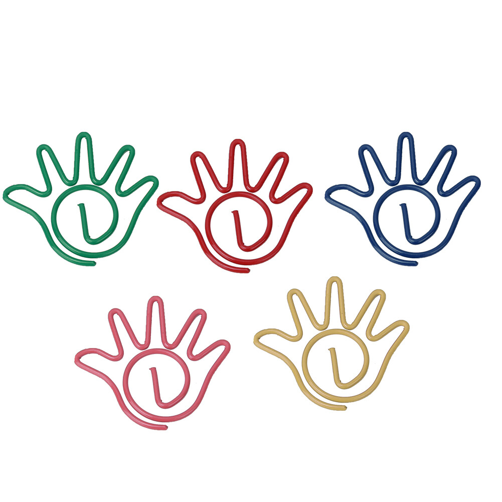 60pcs/box 5 Colors Hand Shaped Paper Clip Memo Note Clips School Office ...