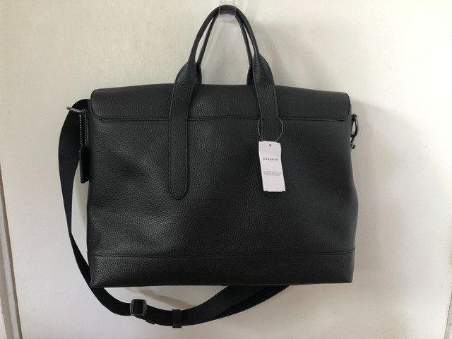 Coach F75757 Men's Bag Hamilton Portfolio Brief Pebble Leather ...