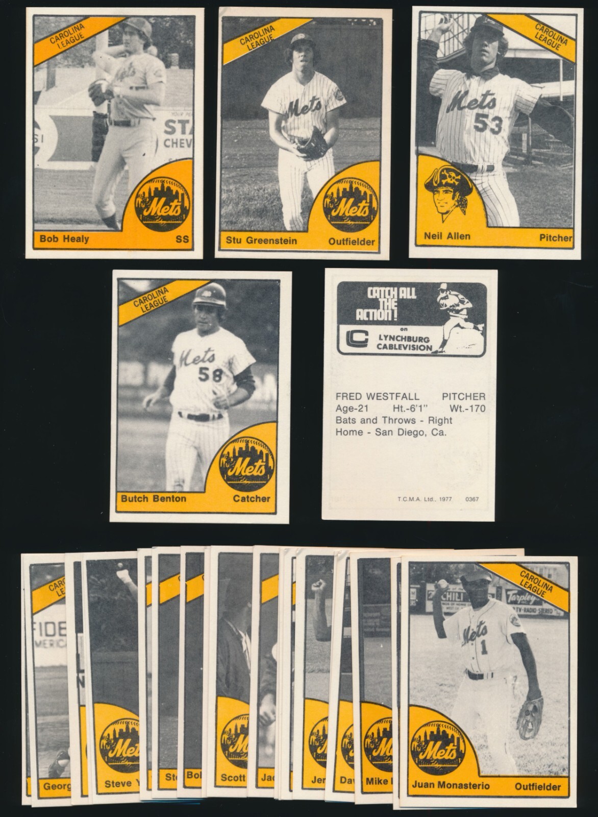 1977 TCMA LYNCHBURG METS -Base Set (30) w/ STU GREENSTEIN, BOB HEALY ...