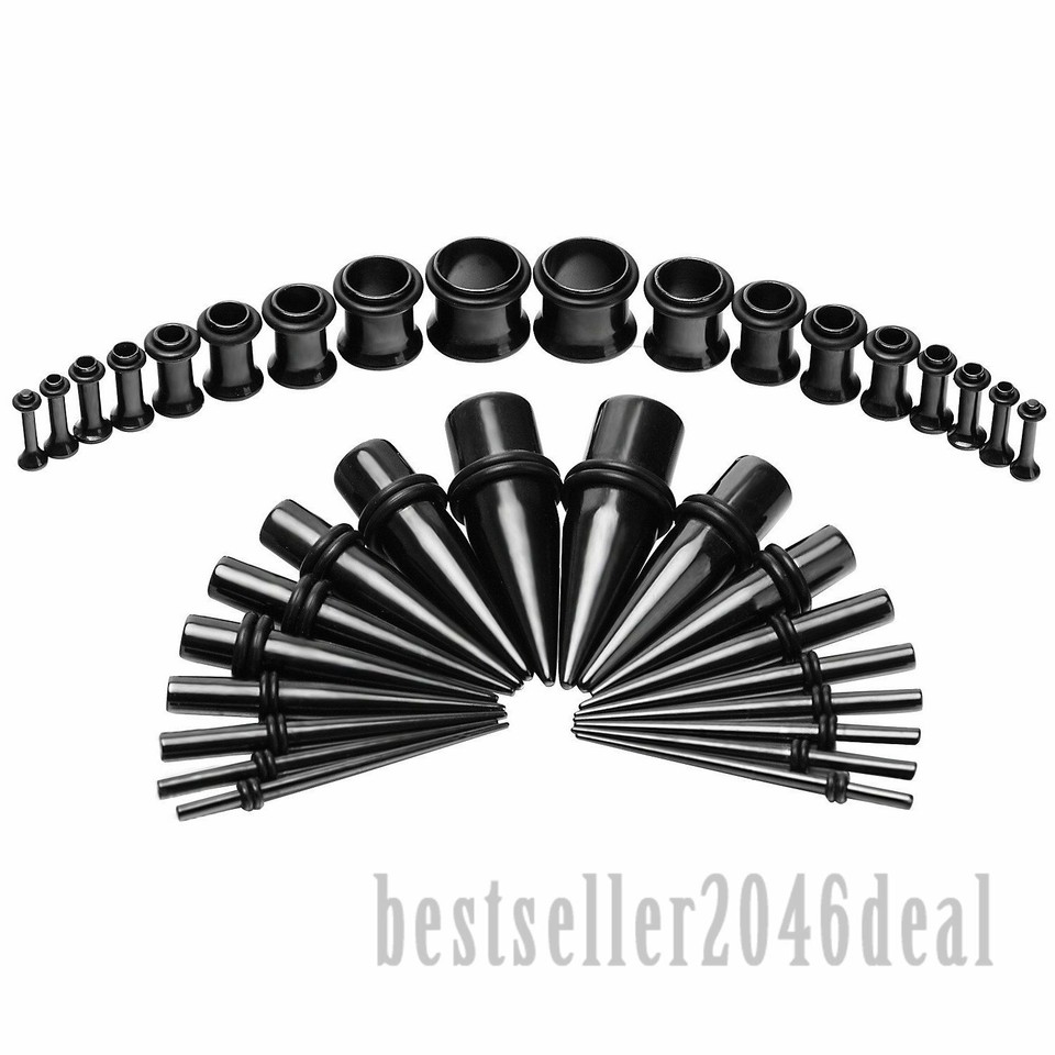 36PCS Stainless Steel Ear Gauges Stretching Kit Tapers Plugs Eyelet Set ...