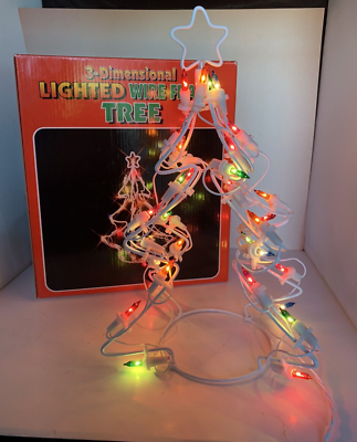 1997 3-D LIGHTED Wire Frame CHRISTMAS TREE Multicolor Lights in Box | eBay
