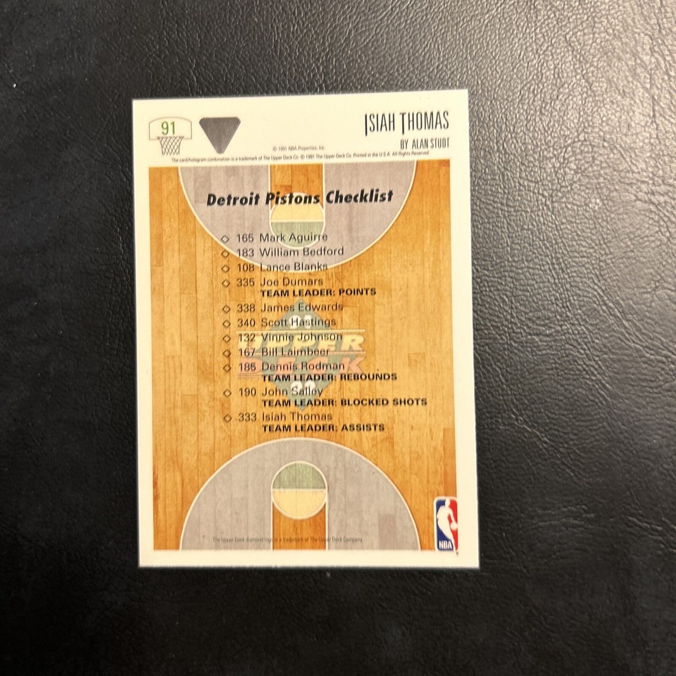 C55a 1991/92 upper deck #91 Isaiah Thomas Detroit Pistons checklist ...