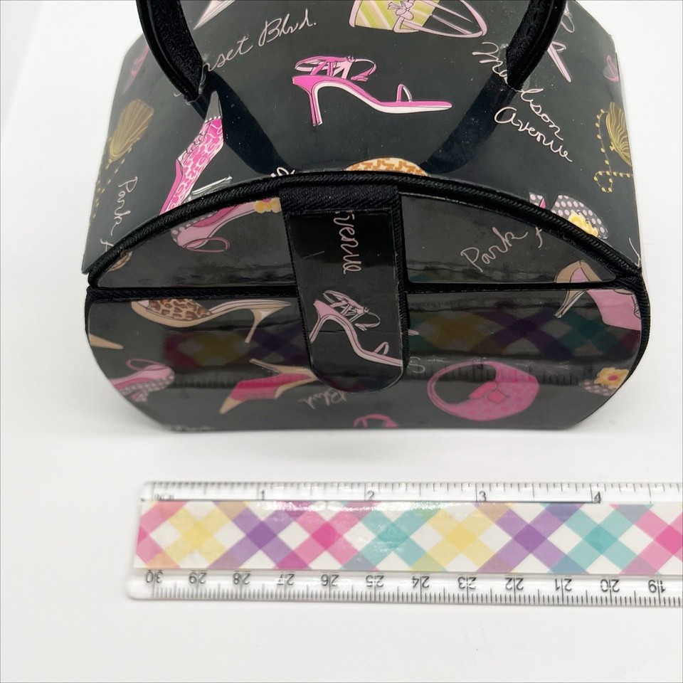 New Fashion Inspired Mini Travel Vinyl Jewelry Box Case Black and Pink ...