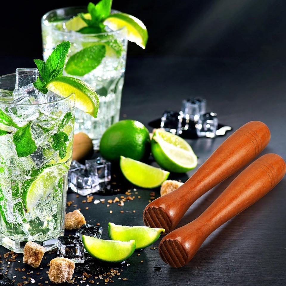 3 Pieces Cocktail Muddler 7.7Inch Long Mojito Muddler Bar Wood Ice ...