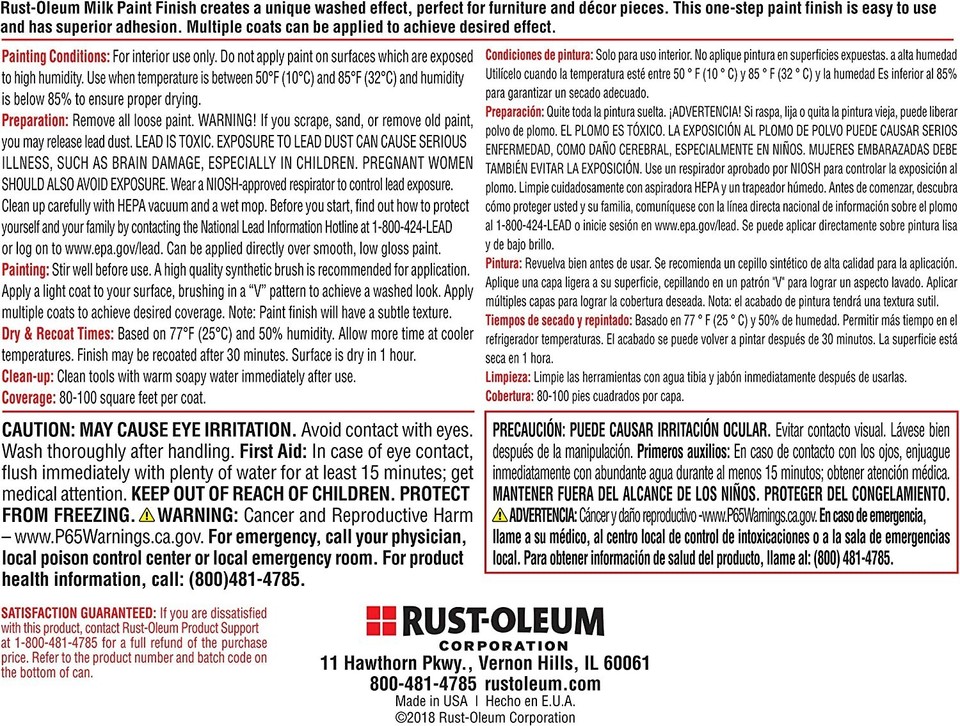 Rust-Oleum 331053 Milk Paint Finish, Quart, Kensington Gray, 32 Fl Oz ...