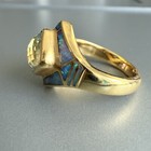 $10K DAVID FREELAND JR Navajo 18K Gold HUGE Aquamarine & Opal ...