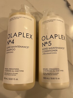 OLAPLEX BOND MAINTENANCE No.4 SHAMPOO & No.5 CONDITIONER 33.8oz LITER ...